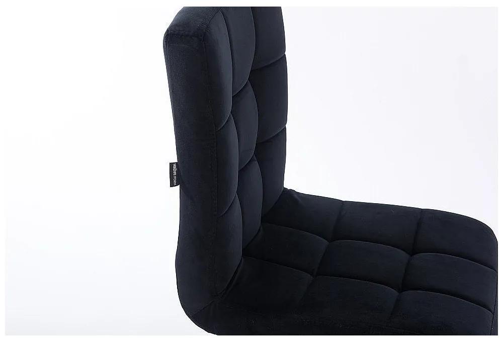 Velurová židle na kolečkách TOLEDO - černá