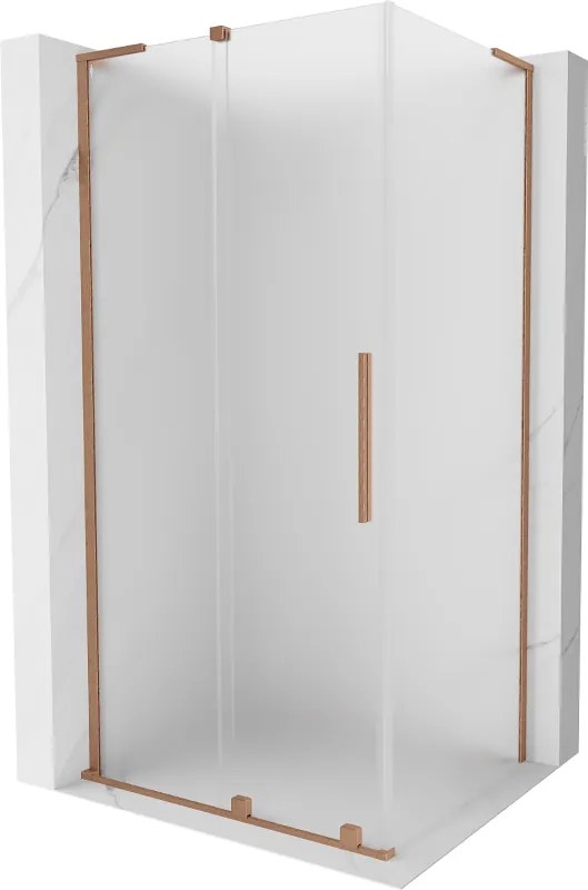 Mexen Velar L, sprchový kout s posuvnými dveřmi 120 x 85 cm, 8mm sklo námraza, měděná matná, 871-120-085-33-65