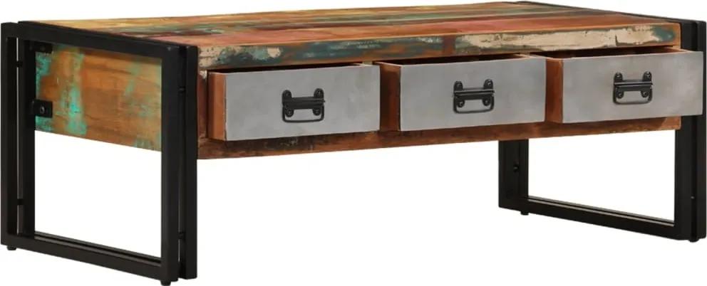 vidaXL Konferenční stolek se 3 zásuvkami recyklované dřevo 100x50x35cm [244941]