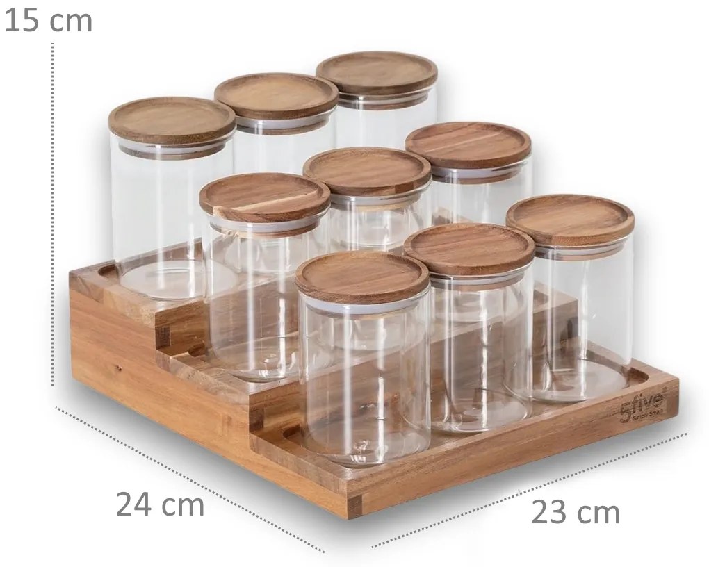 JJA Sada 9ks kořenek s akátovým víčkem (180ml) + schůdky na kořenky AKAT HARMONY