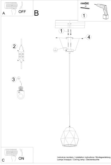 Sollux SL.1251 - Lustr na lanku MINT 1xE27/15W/230V keramika