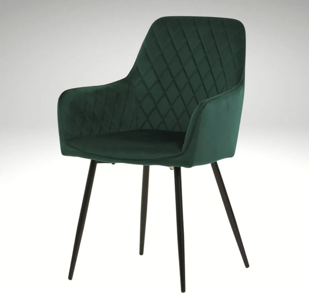 Vikio Jídelní set pro 6 osob 160x90 cm dub noha U zelená židle s područkami VJS166-6Z
