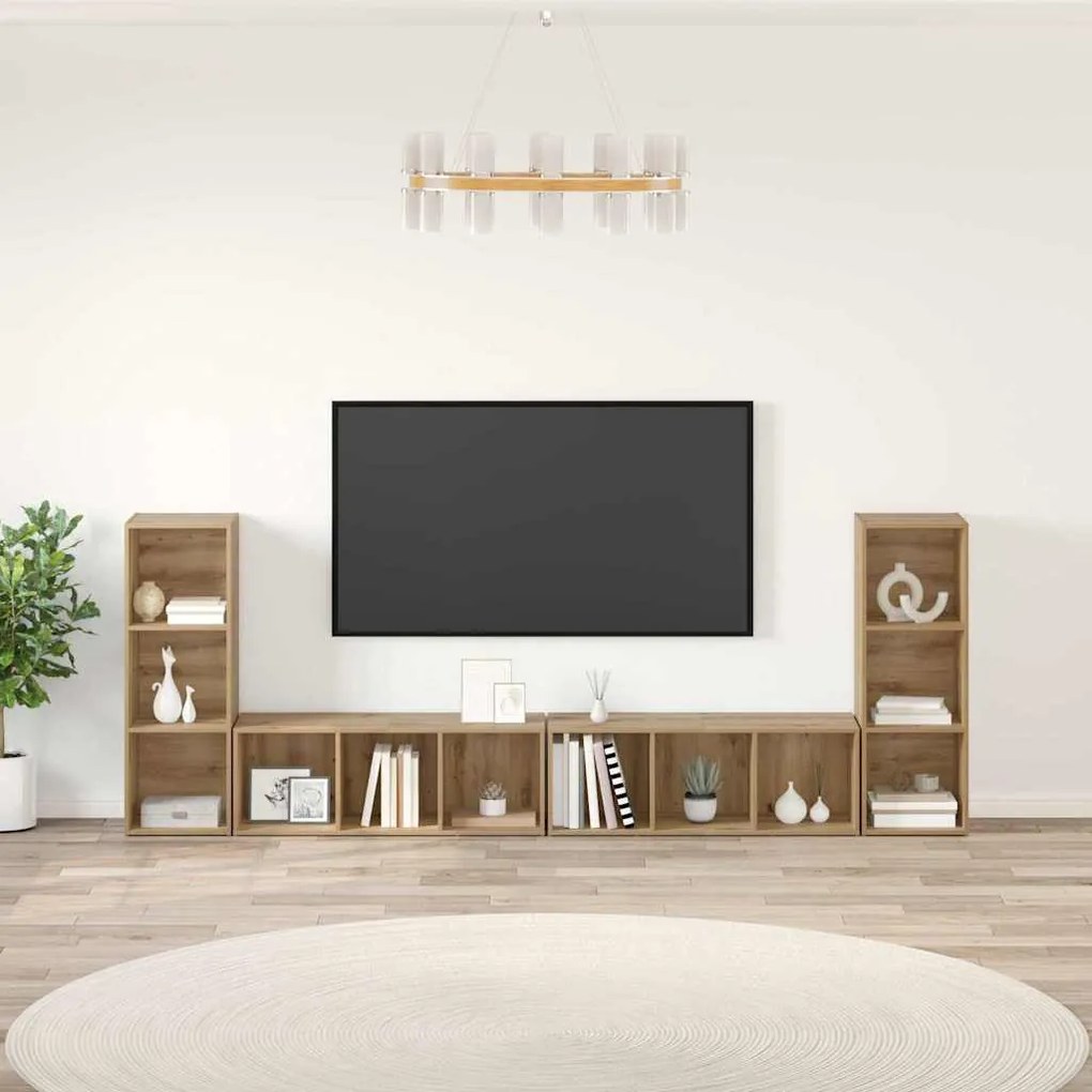 Sestava TV skříněk 4 ks Artisanový dub Kompozitní dřevo 3393524