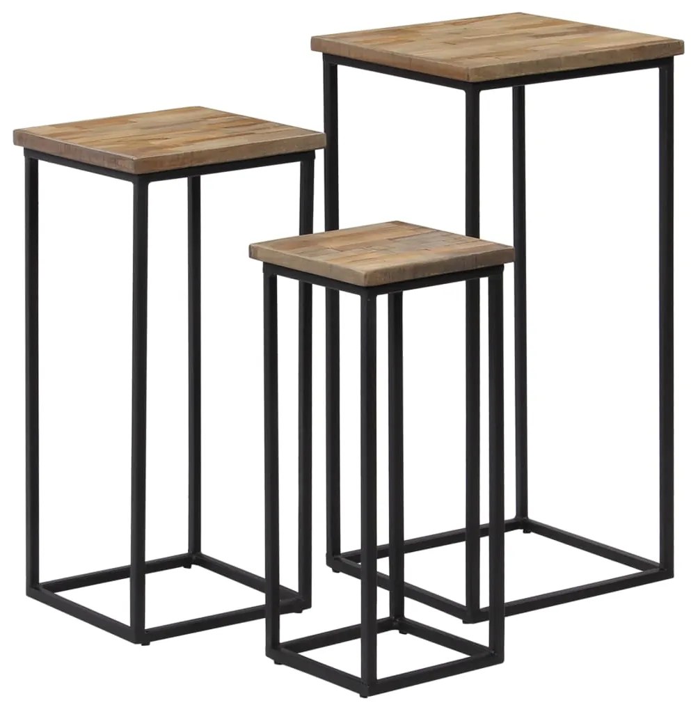 246088 vidaXL 3 stojany na květiny recyklovaný teak