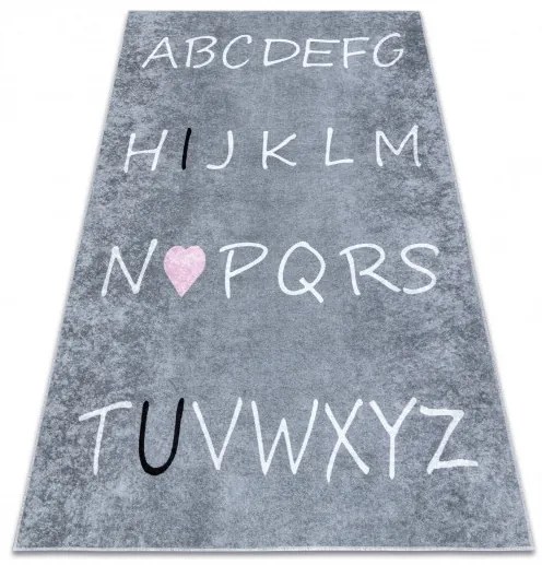 Dywany Łuszczów, Dětský kusový koberec Junior 52106.801 Alphabet grey, 160x220, šedá, dětský pokoj