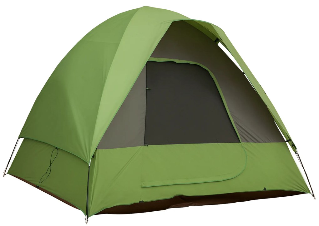 Kempinkový stan Outsunny pro 4-5 osob, 300 x 300 x 230 cm, ze skelných vláken a polyesteru, zelený, ideální pro venkovní dobrodružství | Aosom.de