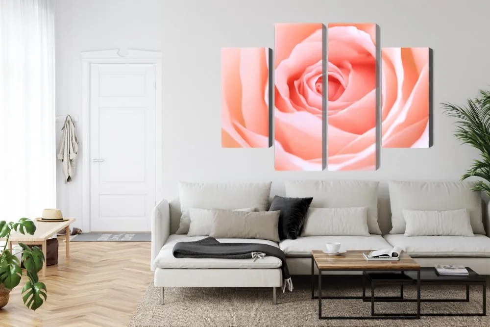 Vícedílný obraz Pastelová Růže Na 3D Makro Měřítku Nedostatek Nedostatek Přírodní plátno 80x60