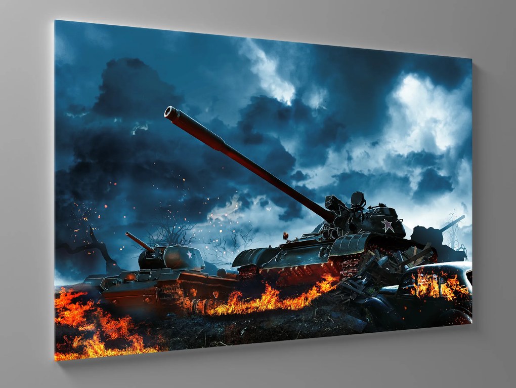 Liox Obraz tank v hořící krajině Rozměr: 60 x 40 cm