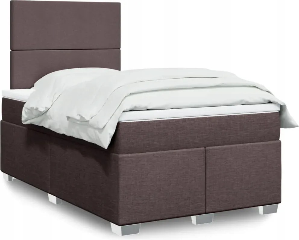 Box Spring Postel S Matrací Textil Tmavě Hnědá Hladký design 120 x 190 cm