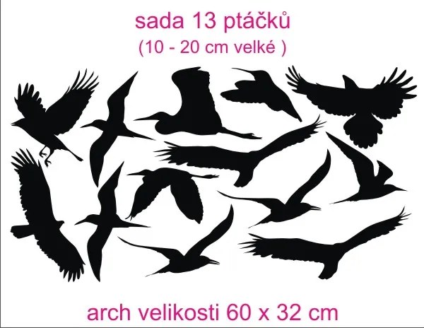 WALLVINIL Samolepky na zeď - Ptáčci na nebi Barva: Žlutá tmavá, Velikost: 26 kusů