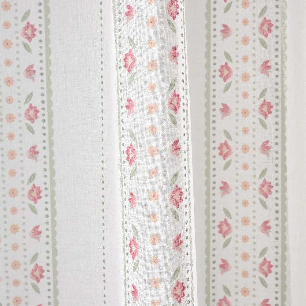 Růžovo-bílá záclona 140x122 cm Floral Stripe – Catherine Lansfield