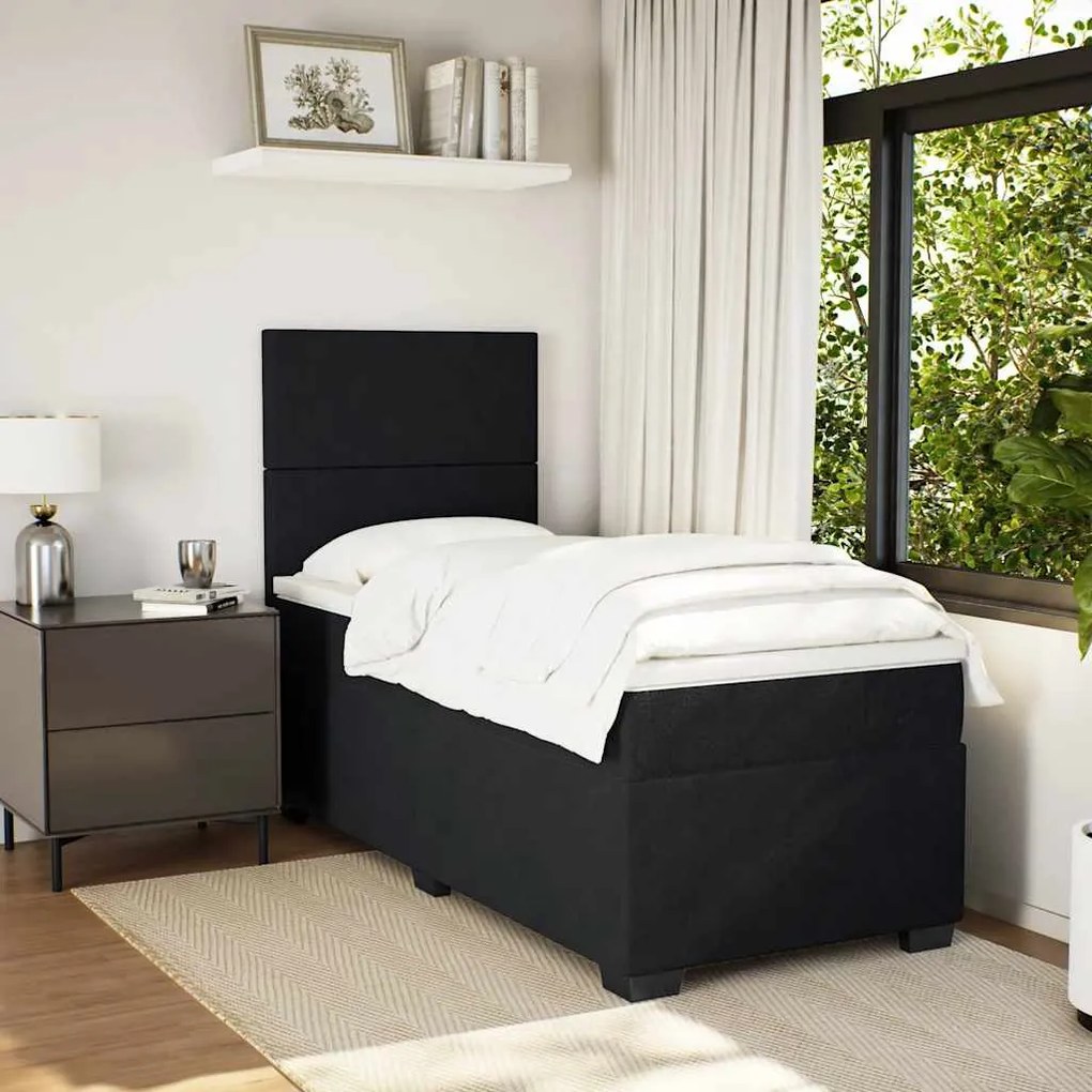 Box spring postel s matrací černá 90x190 cm samet 3293082