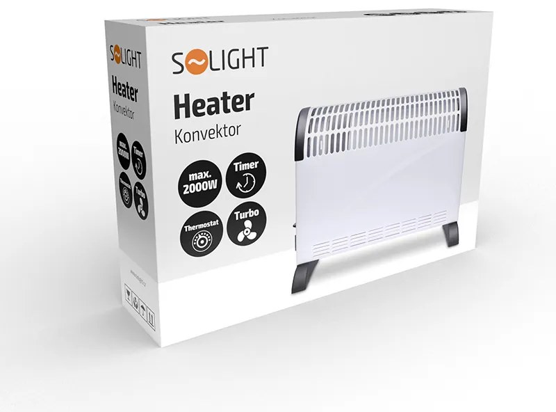 Solight horkovzdušný konvektor 2000W, ventilátor, časovač, nastavitelný termostat