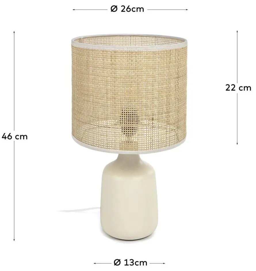 Krémová/v přírodní barvě keramická stolní lampa (výška 46 cm) Erna – Kave Home