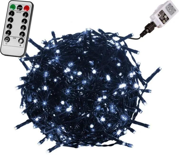 VOLTRONIC® 59746 Vánoční LED osvětlení 20 m - studená bílá 200 LED + ovladač - zelený kabel