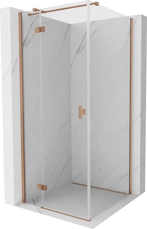 Mexen Mist HT, sprchový kout s výklopnými dveřmi levý 95 x 95 cm, čiré sklo, měděná matná, 8A5T-095-095-65-00-L
