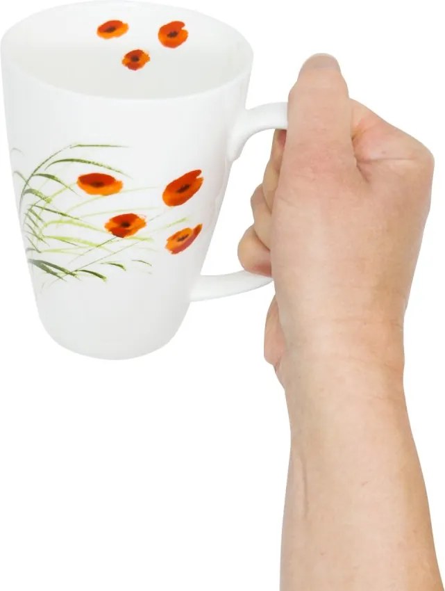 Porcelánový hrnek Caprice, 500 ml – lesklý, s motivem vlčích máků