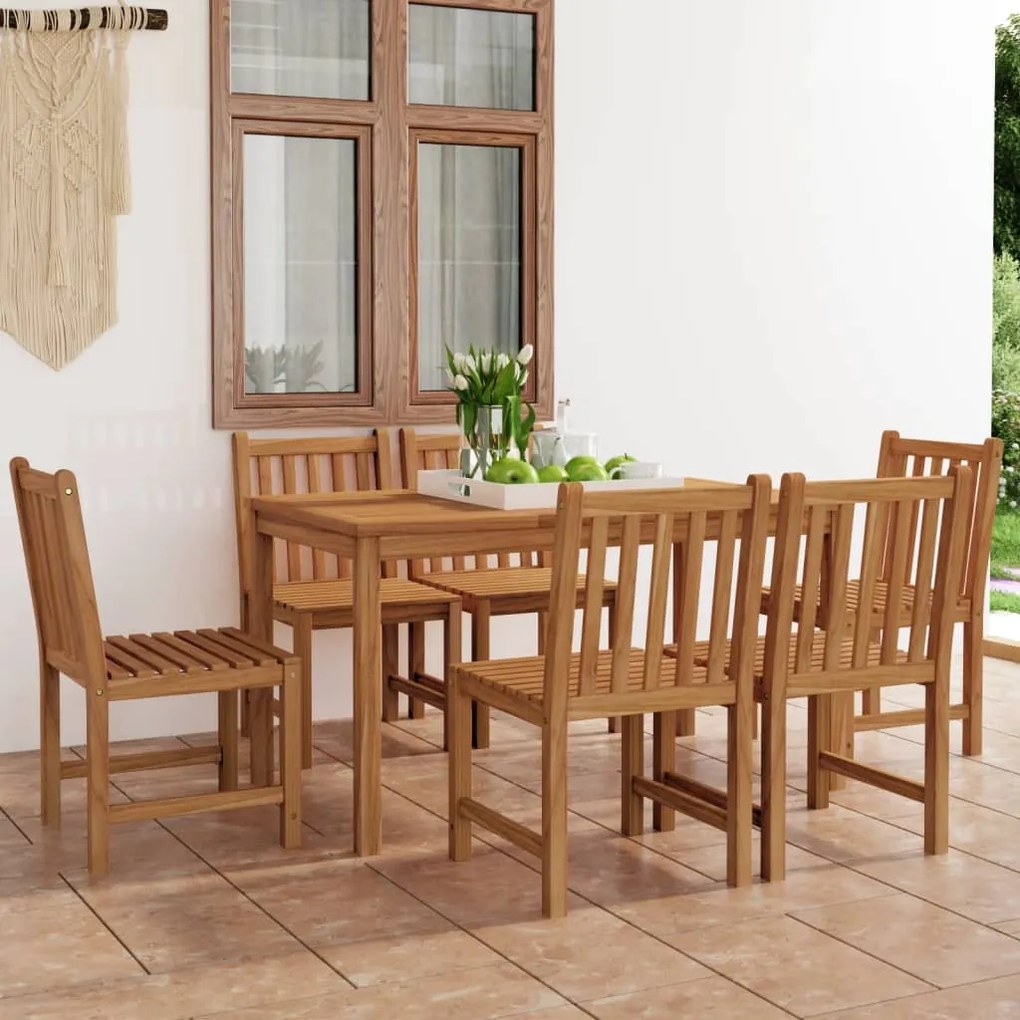 7dílná zahradní jídelní sada 140 x 80 cm masivní teakové dřevo 3059930