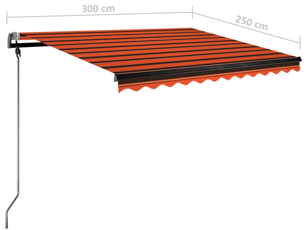 vidaXL Volně stojící automatická markýza 300 x 250 cm oranžová/hnědá