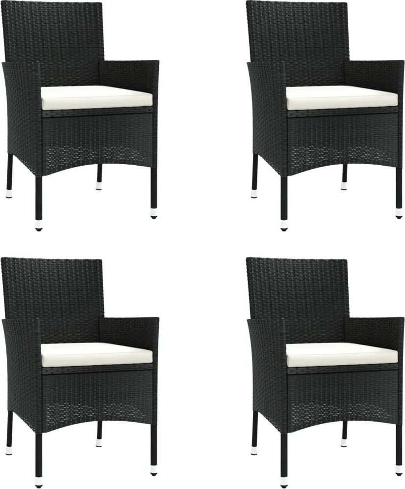 5dílný zahradní bistro set s poduškami černý polyratan 3187415
