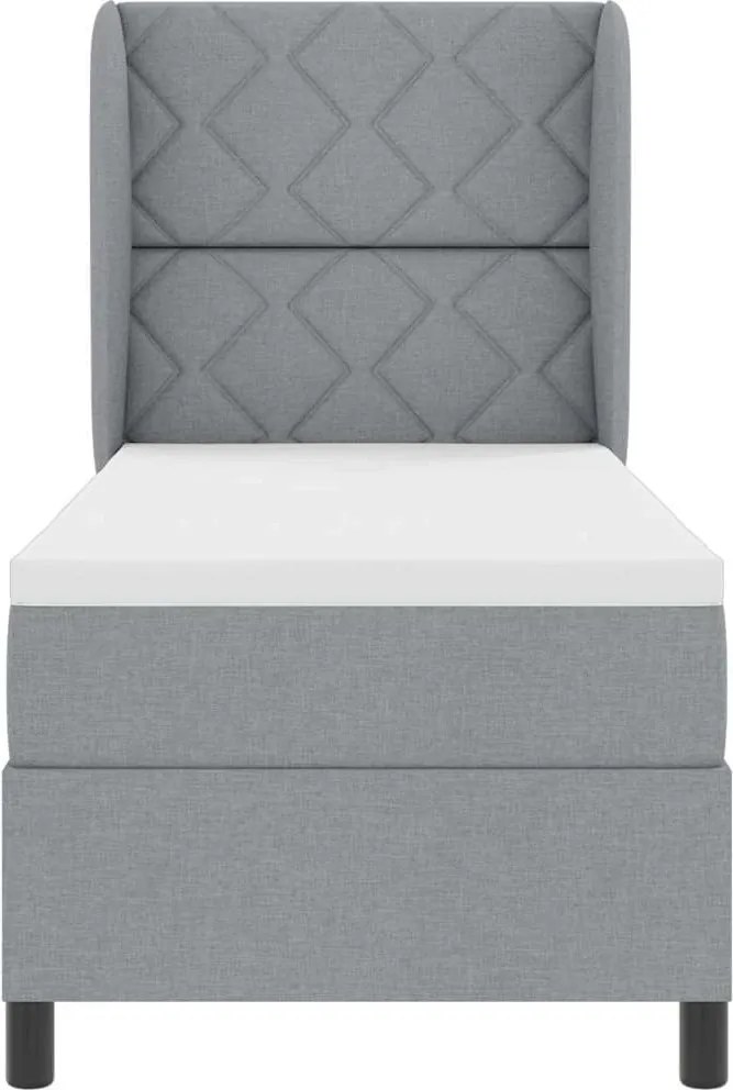 Postel s boxspringem s čelo Světle šedá 80 x 200 cm textil 3340592