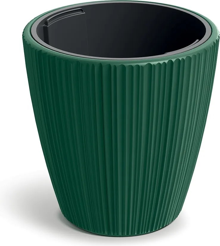 Plastový květináč OROS tmavě zelený matný