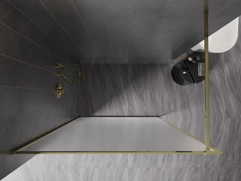 Mexen, Mexen Kioto-XF sprchová stěna s rámem 60 x 202 cm, matná 10 mm, zlatá - 800-060-104-50-30-X