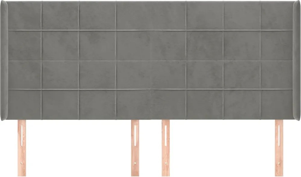 Čelo postele typu ušák světle šedé 183x16x118/128 cm samet 3119640
