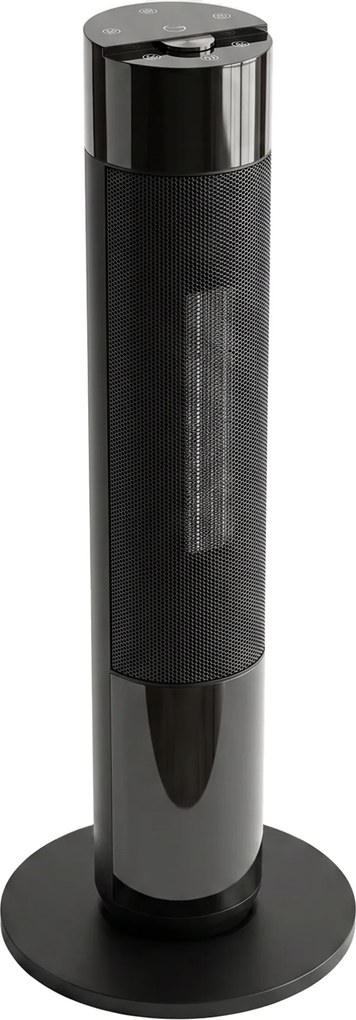 HOMCOM keramický teplovzdušný ventilátor s 3D plamenem, 2000 W, černý