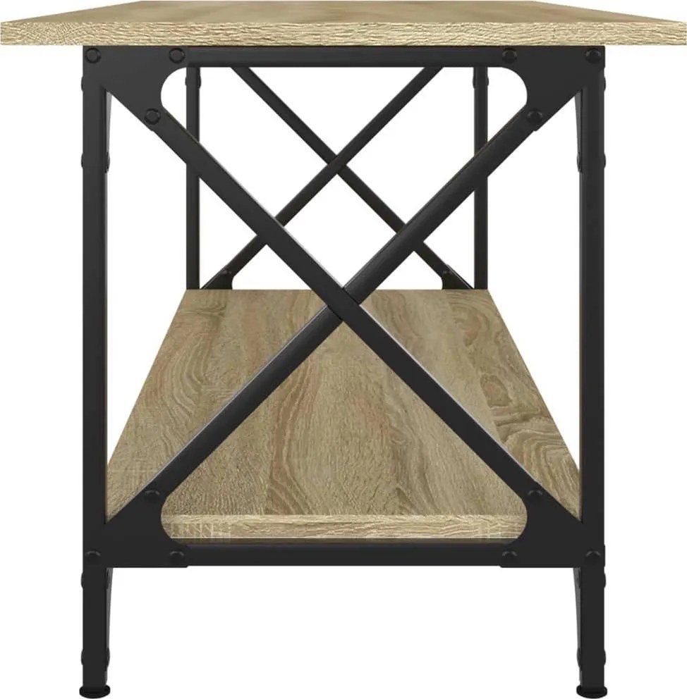 vidaXL Konferenční stolek 100x45x45 cm kompozitní dřevo a železo [823313] Barva: hnědý dub