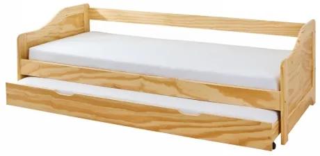 Rozkládací postel 90x200 s přistýlkou a roštem masiv borovice Laura 8808