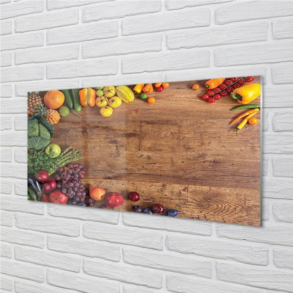akrylový obraz Board chřest ananas jablko 125x50 cm