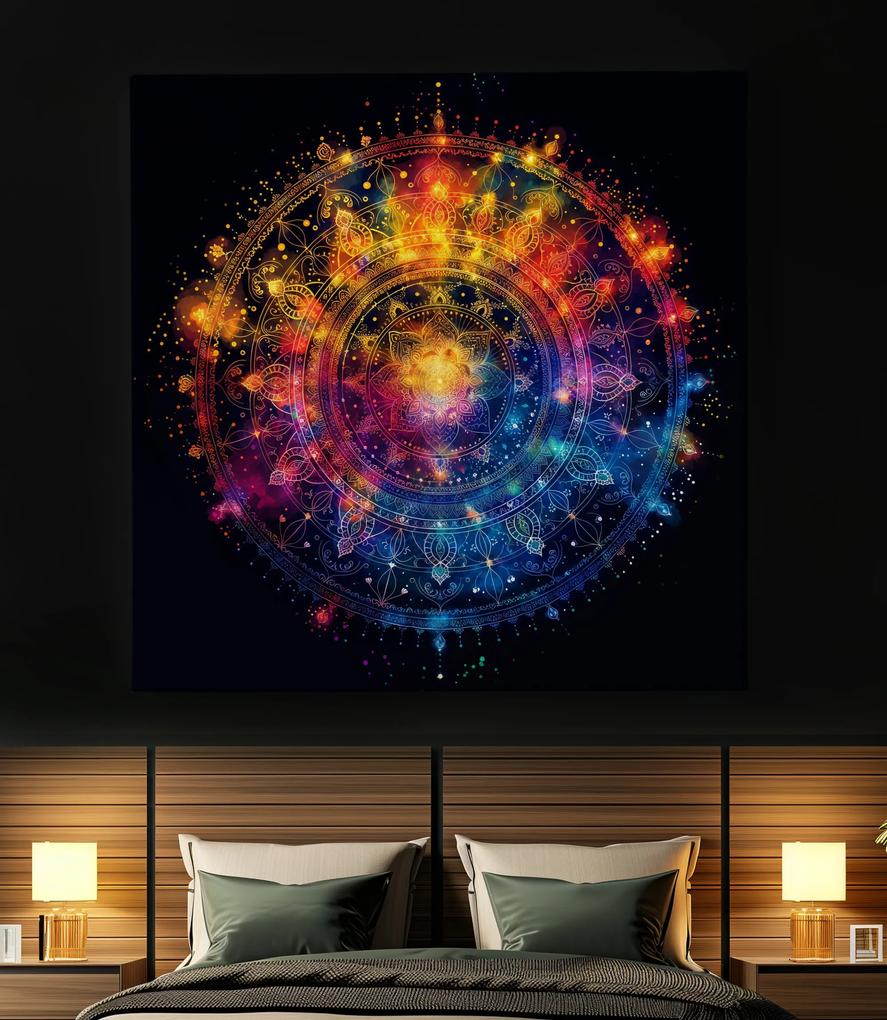 Obraz na plátně - Mandala Zářivá seance FeelHappy.cz Velikost obrazu: 100 x 100 cm