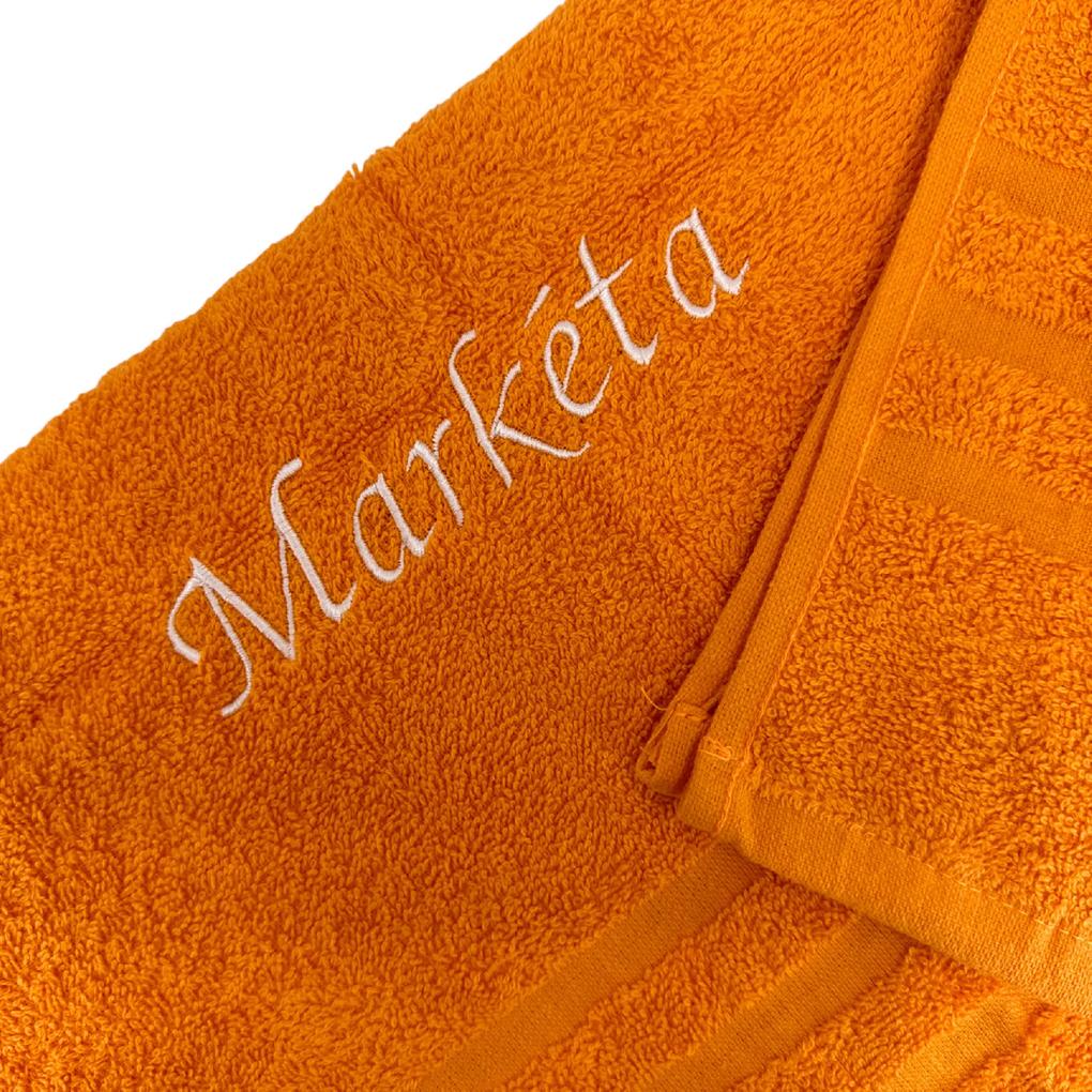 Oranžový ručník s vlastním textem 50 x 100 cm