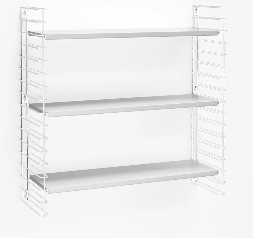 3patrový regál s bílými policemi Metaltex Libro, šířka 70 cm