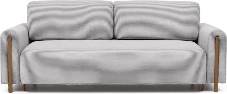 Světle šedá manšestrová rozkládací/s úložným prostorem pohovka 244 cm Arcadova – ELTAP