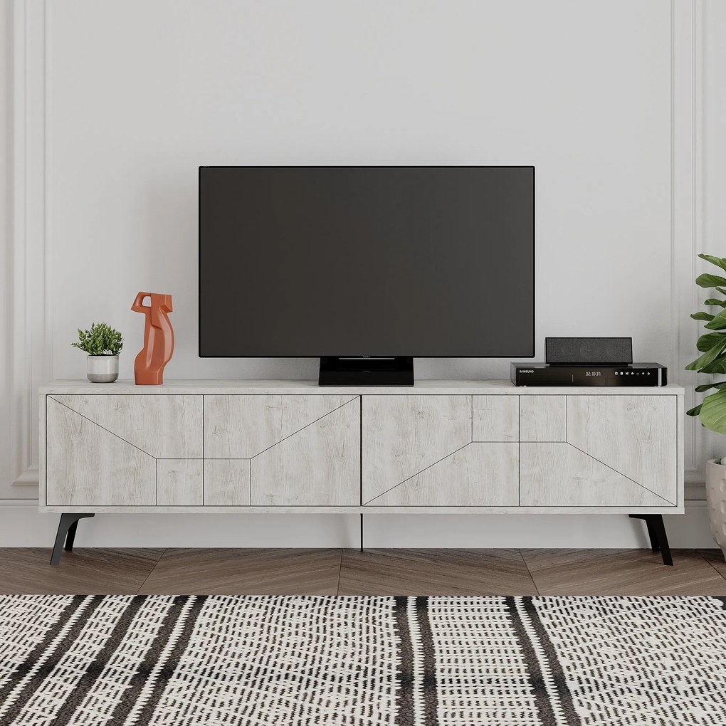 KALUNE DESIGN dřevěný TV stolek DUNE bílý 50x180 cm 855DTE3097