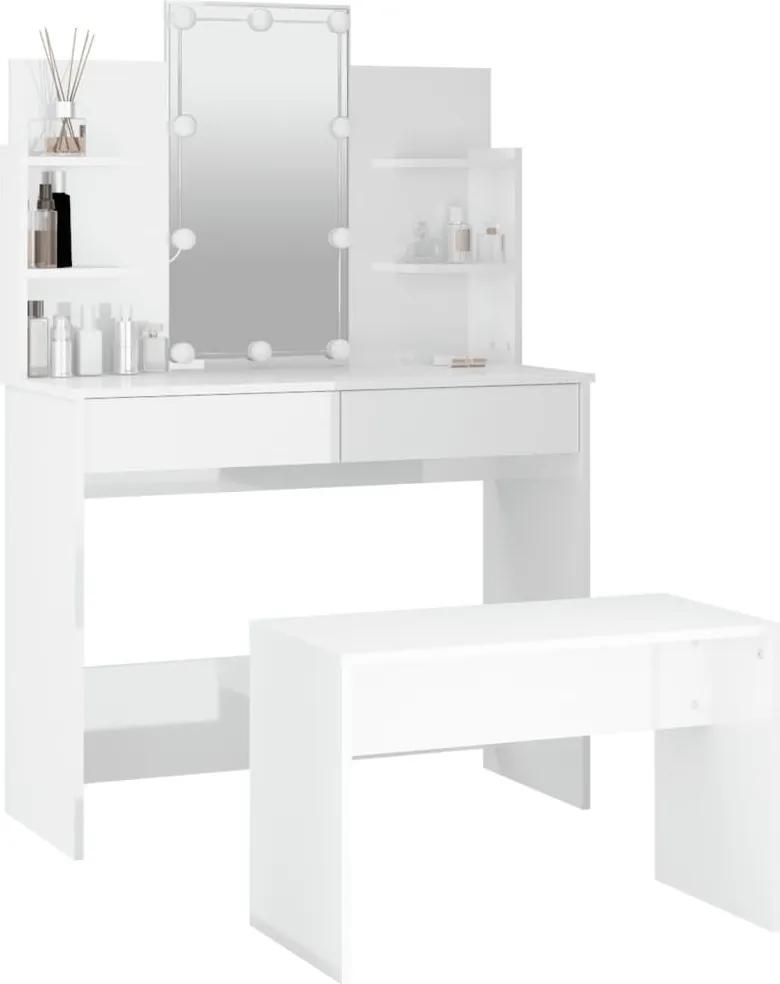 vidaXL Set toaletního stolku s LED kompozitní dřevo [3114127] Barva: Černá
