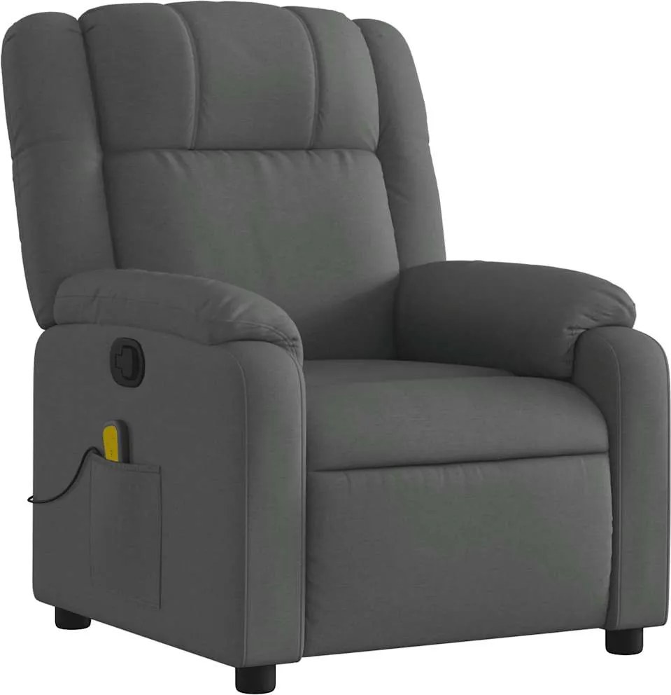 Masážní křeslo s polohovacím mechanismem, tmavě šedé, látkové 3206206