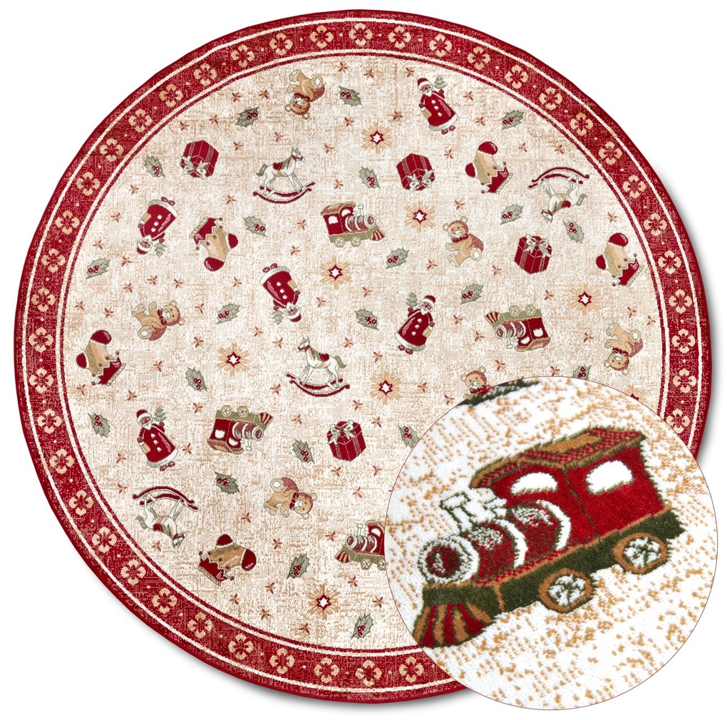 Villeroy & Boch Kusový koberec Toy's delight se střiženým vlasem 106217 Red, Multicolor kruh, 160x160 (průměr) kruh, červená, obývací pokoj