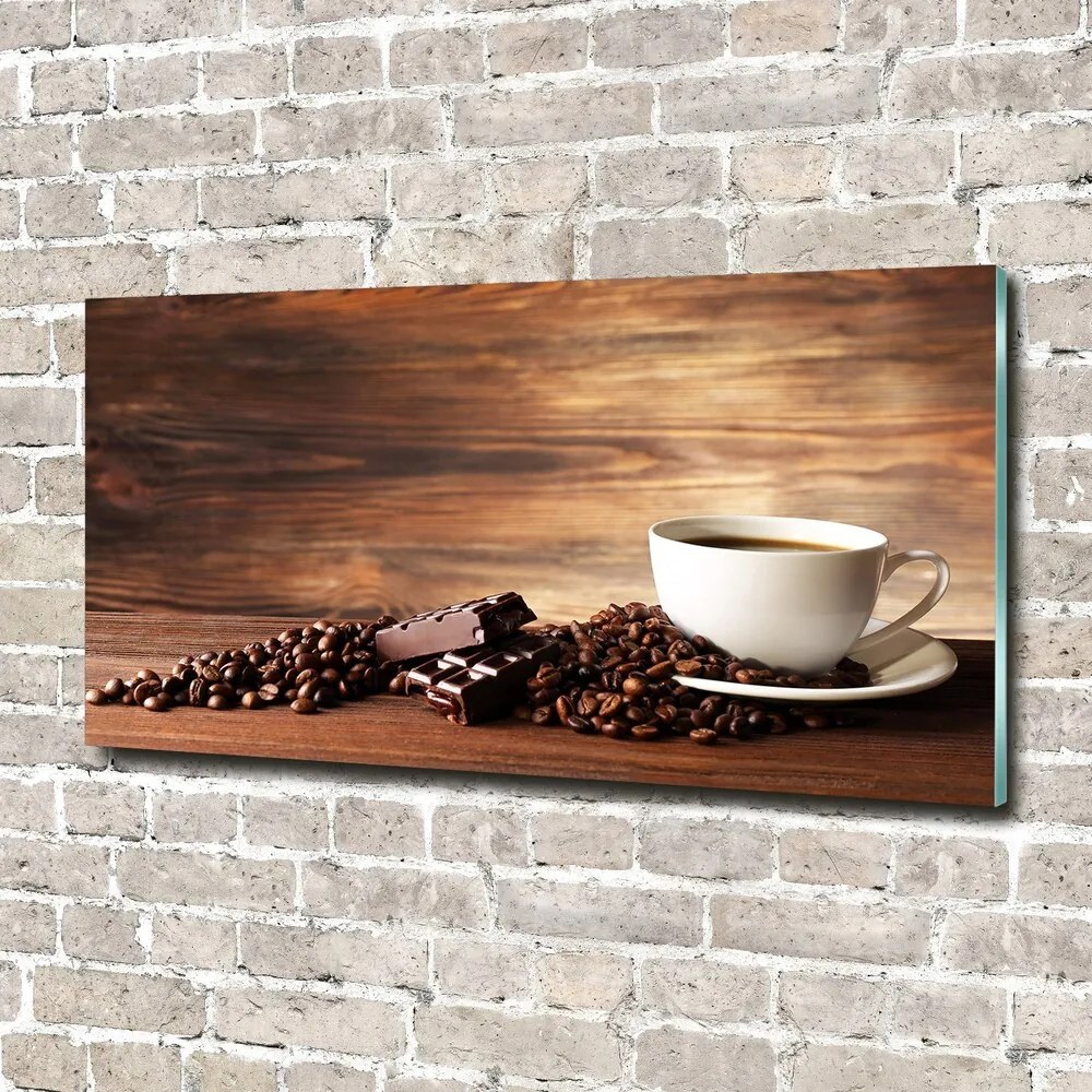 Wallmuralia Foto obraz fotografie na skle Káva a čokoláda 140x70 cm