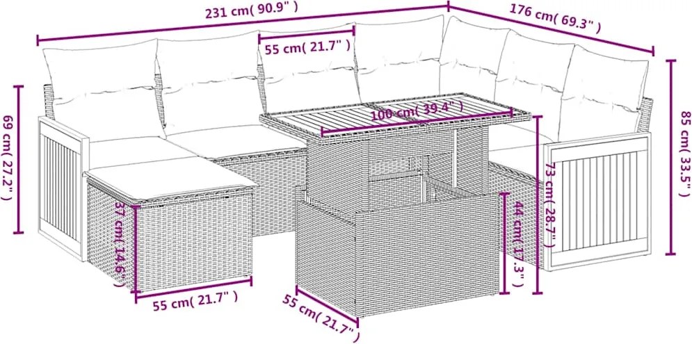 8dílná zahradní sedací souprava s poduškami černá polyratan 3274072