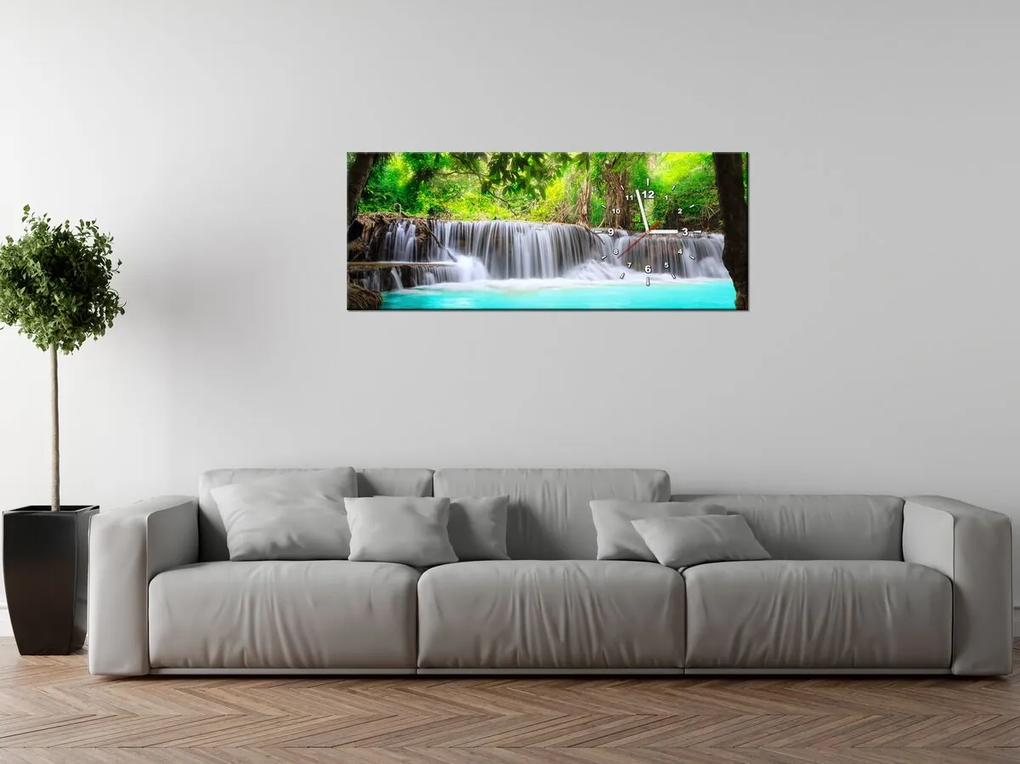 Gario Obraz s hodinami Nádherný vodopád v Thajsku Rozměry: 60 x 40 cm