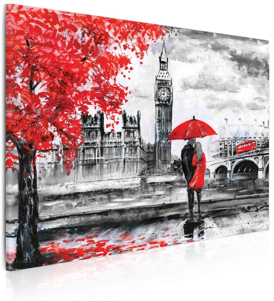 Malvis ® Obraz londýnská procházka červená Velikost (šířka x výška): pětidílné schody - 150x75 cm