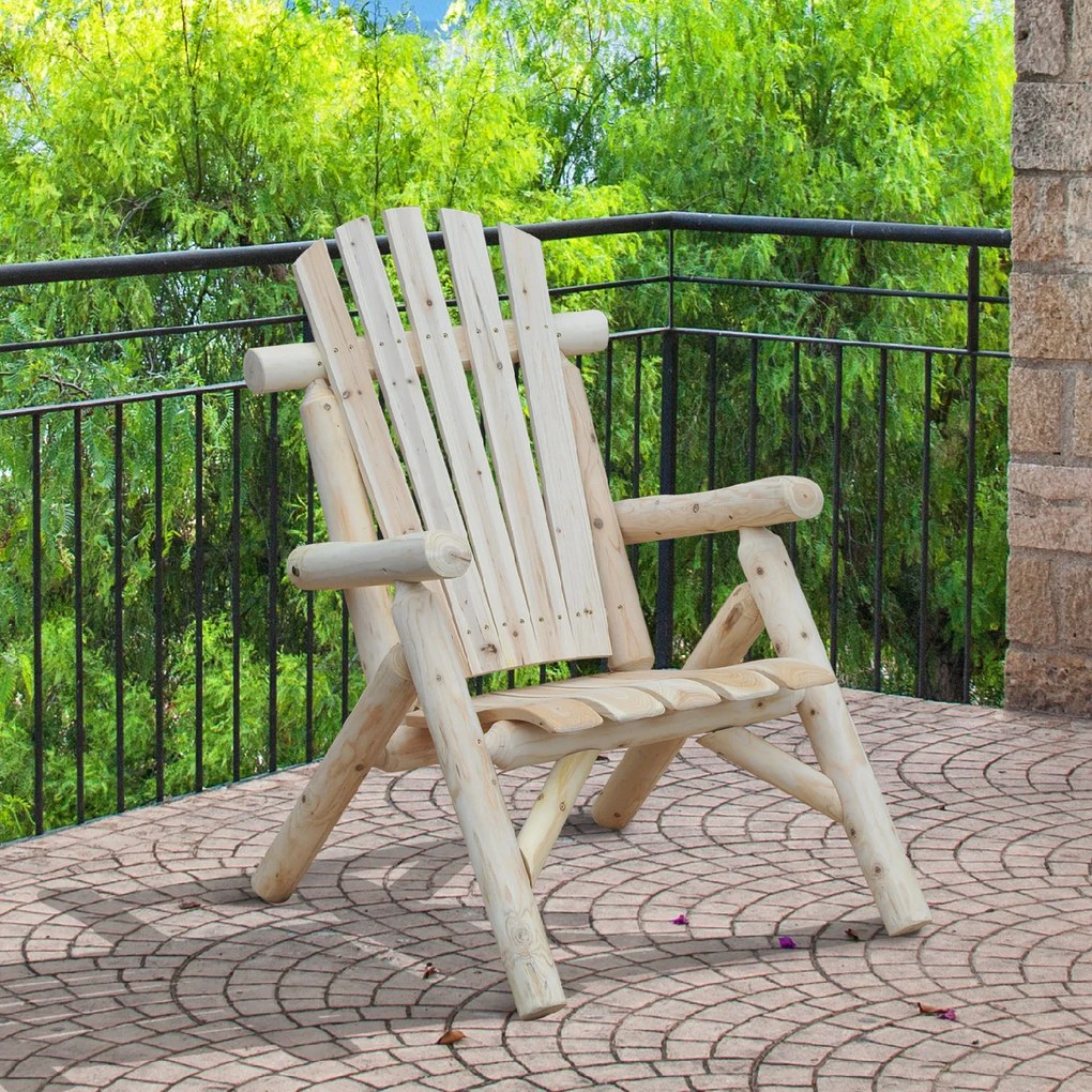 Outsunny Adirondack zahradní židle zahradní křeslo dřevěná židle s vysokým opěradlem a područkami jedlové dřevo přírodní 83 x 68 x 101 cm | Aosom