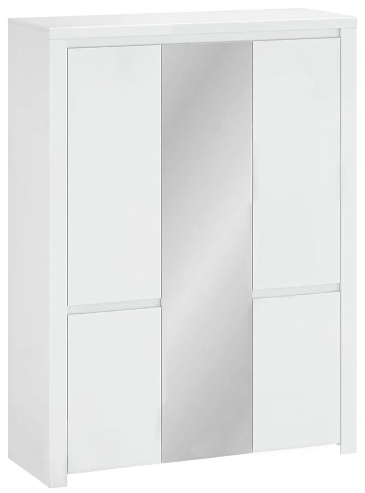 Šatní skříň 5D LINDY bílá lesk / zrcadlo Tempo Kondela