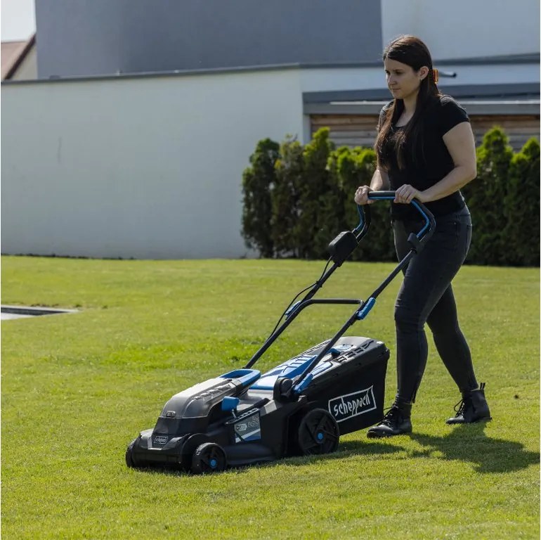 Scheppach BC-MP380-X-XL2 2x20V IXES SET - akumulátorová sekačka 4v1 s bezuhlíkovým motorem (s 2x4Ah akumulátory a nabíječkou 4,5 A)