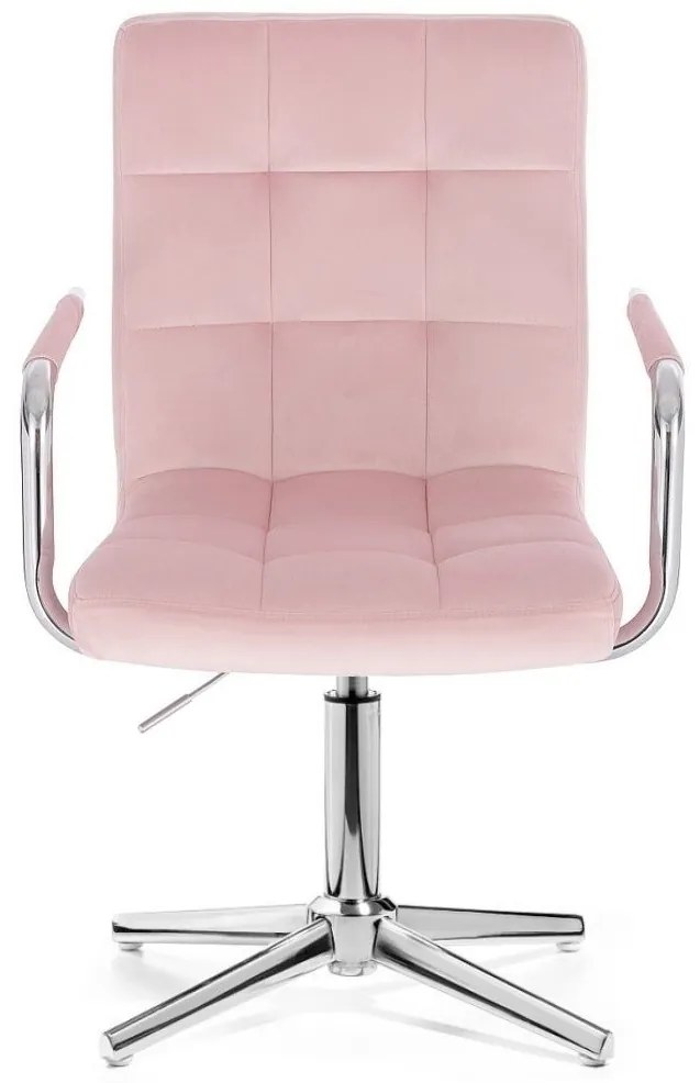 LuxuryForm DESIGN Otočná židle VERONA VELUR na stříbrném kříži - růžová