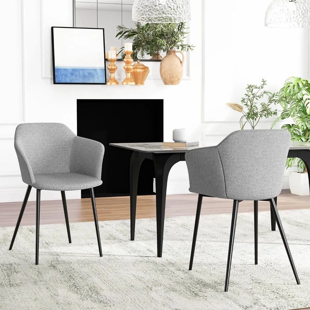 Costway Sada 2 jídelních židlí čalouněné židle s ergonomickým opěradlem šedo