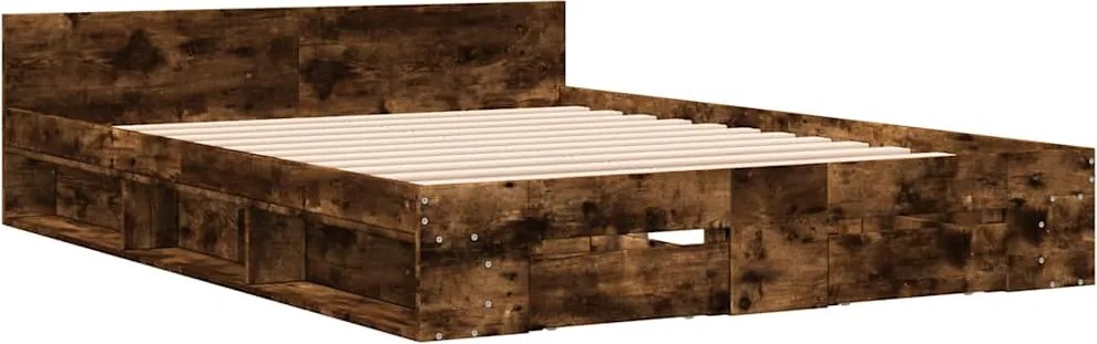 Rám postele se zásuvkami kouřový dub 140 x 190 cm kompozit 3280766